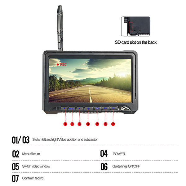 RV Backup Camera 7'' Monitor Two Channel Digital Wireless DVR Camera k ...